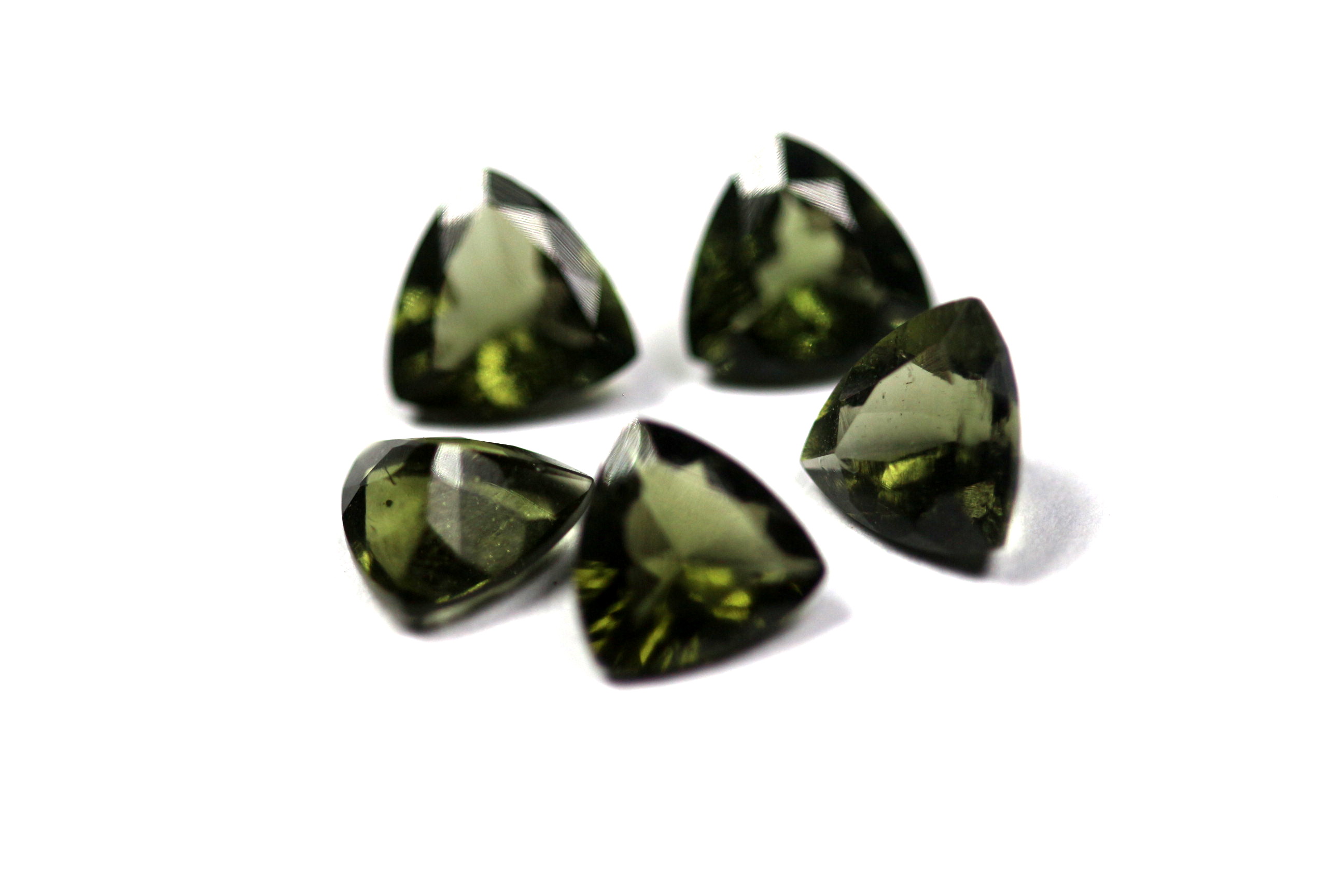 4mm Natural Moldavite Faceted Cut Trillion Green Color 2 Piece Loose ...